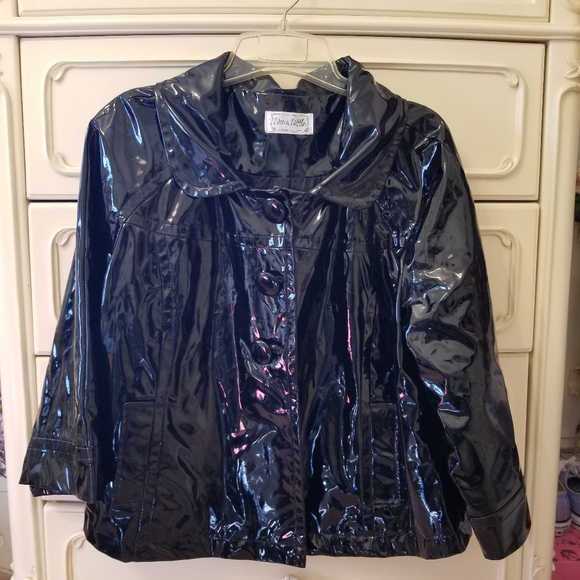 Live a Little | Jackets & Coats | Black Patent Rain Coatjacket | Poshmark